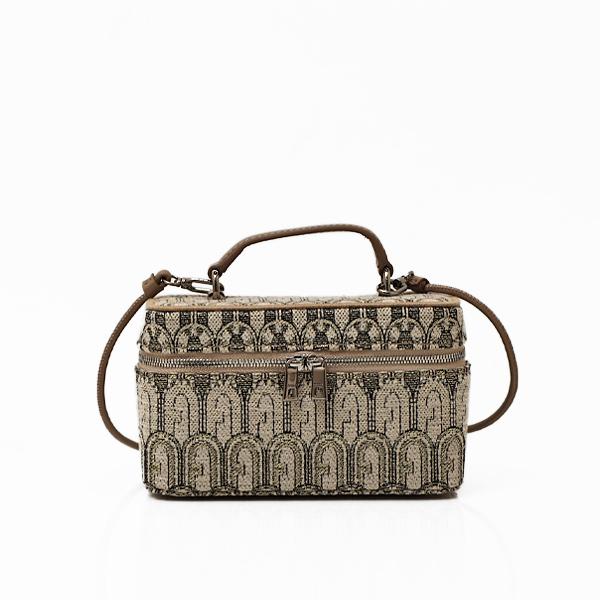 フルラ FURLA オポチュニティー OPPORTUNITY MINI 2WAYハンドバッグ ショルダーバッグ ミニクロスボディ ポシェット バニティーケース バニティー 化粧ポーチ メイクボックス ベージュ ゴールド系 [レディース] W...