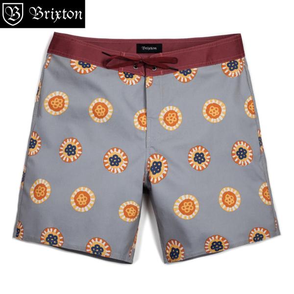 ◆ブリクストン ミッチェルトランク フリントグレー Brixton MITCHELL TRUNK FLINT GREY ボードショーツ 総柄ハーフパンツ [正規品]品番：#04077サイズ：32/34/36素材：ポリエステル/コットン　コン...