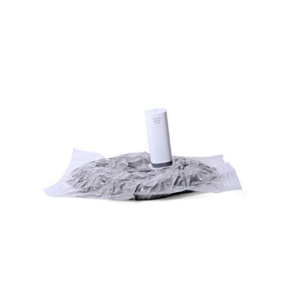 自動OFF 機能：圧縮が完了すると自動で電源が切れます。携帯性：本体サイズ約11cm、重さ約150g のスマホよりも小さな超小型、超軽量サイズです。 バッテリー非搭載のため、飛行機への機内持ち込み・荷物のお預けともに可能です。キレイ保管：旅...