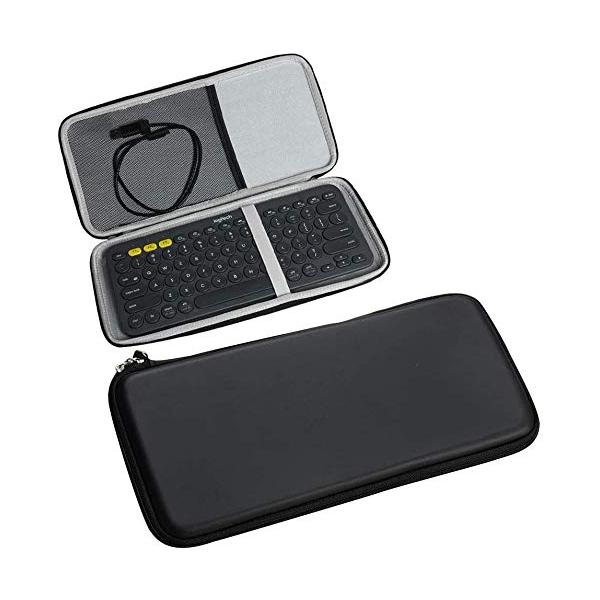 Hermichel-ハードトラベル収納キャリングケースのために適したLogicool ロジクール K380BK Bluetooth ワイヤレス キーボード耐久性と長持ちする性能を提供するプレミアムハードEVA製です。 柔らかい内部は製品の損...