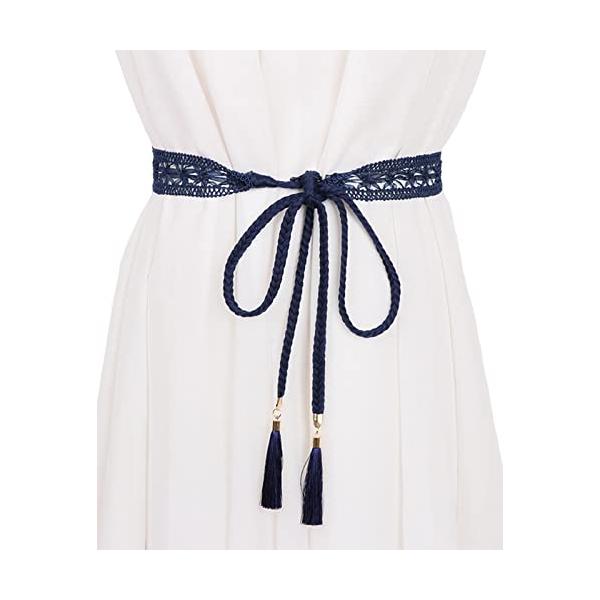 「サイズ」総長さ:約180? ベルト部分67CM 幅: 約3cm「編み込み式デザイン」全長170cm 幅約3.5cm。シンプルで可愛い編み込み式デザインの細ベルト。フリーサイズですので、自由に調整し、好きな位置で止められます。「おしゃれ 」...