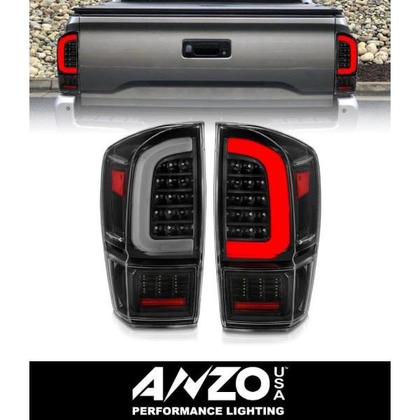 注意：車検際、判断によっては、車検に通らない場合がございます。そのようなトラブルのために、純正ライトの保管を強くお勧めしております。☆商品名：TOYOTA TACOMA 16-23 FULL LED C BAR TAIL LIGHTS BL...