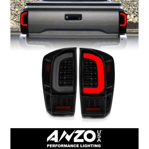 注意：車検際、判断によっては、車検に通らない場合がございます。そのようなトラブルのために、純正ライトの保管を強くお勧めしております。☆商品名：TOYOTA TACOMA 16-23 FULL LED C BAR TAIL LIGHTS BL...