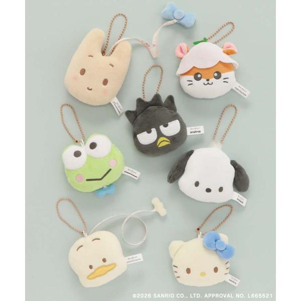 「Bleu Bleuet×サンリオキャラクターズ」の手のひらサイズのメジャー。ハローキティとポチャッコとコロコロクリリンは耳、あひるのペックルとバッドばつ丸はたてがみ、マロンクリームとけろけろけろっぴはリボンをそれぞれ引っ張るとメジャーを引...