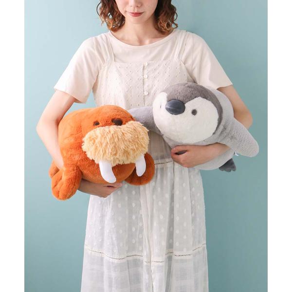海中散歩もちだっこクッションに「セイウチ」と「ペンギン」が登場。セイウチの特徴でもある立派なひげと大きな牙、ペンギンは子供の頃しか見ることができないコウテイペンギンの模様がしっかり表現されています。ふわっふわで柔らかな触り心地で、どちらもこ...