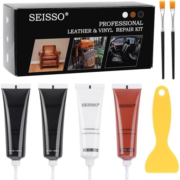 /多様なカラークリーム：45mlの革クリームが4本（ブラック2本、ホワイト1本、ブラウン1本）含まれており、さまざまな革製品の修復に対応できます。クリームは混色可能で、より自然な色合いに仕上げることができ、さまざまな色の革に対応できます。/...