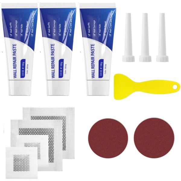 ●セット内容   - 壁補修クリーム                  *3(100g*3)   - サンドペーパー                  *2   - 尖った口                           *3   -...