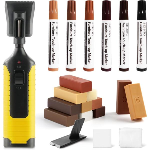 【セット内容】ワックス*11、補修ペン*6、電気ゴテ*1、クリーニングスクレーパー*1、研磨スポンジ*1、テクスチャースクレーパー*1、クリーニングクロス（ホワイト）*1付きます。【ワックスのカラー】ワックスセットはAからKまで11色から選...