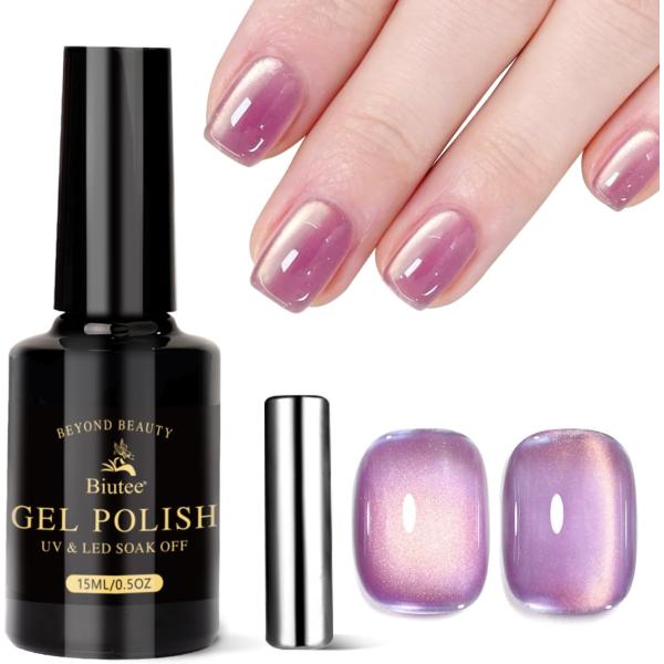 【マグネットネイル 単色】大容量の15ml入れ、1カラーセット、磁石付き。パッケージも可愛い、UV/LEDライトで硬化必要です。【キラキラ感】綺麗め上品カラー、高品質なジェルネイル マグネットネイルです。磁石でうねうね動くと宝石の様な輝きは...