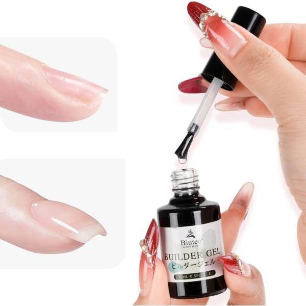 【内容物】ビルダージェル*1本(15ml/本)、自宅でネイルアートを楽しむことができます！保存期間が長く、劣化や固化が起こりにくく、毎日のネイルアートの需要に完全に応えることができます。【5 In 1ネイルジェル】Biutee 5 in 1...