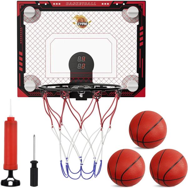 【自動得点表示＆効果音付き】このバスケットゴールには、LEDディスプレイ・センサー・スピーカーが搭載されています。シュートが決まるとすぐに得点が表示され、同時にスピーカーから歓声が流れ、臨場感とエキサイティングな雰囲気を楽しめます。【3つの...