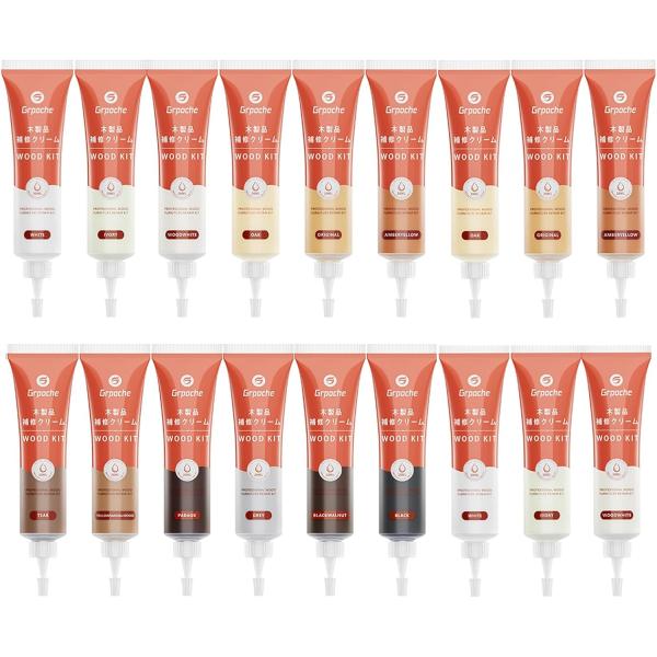 【18色】18色木製補修クリーム:チェリーウッド、オリジナルウッド、ウェインナット、スィーダ、アンバーイエロー、ログ、ブラック・ウェインナット、イエローサンドウッド、チーク、ローズウッド、パダウク、ブラック、アイボリー、バンブー・イエロー、...