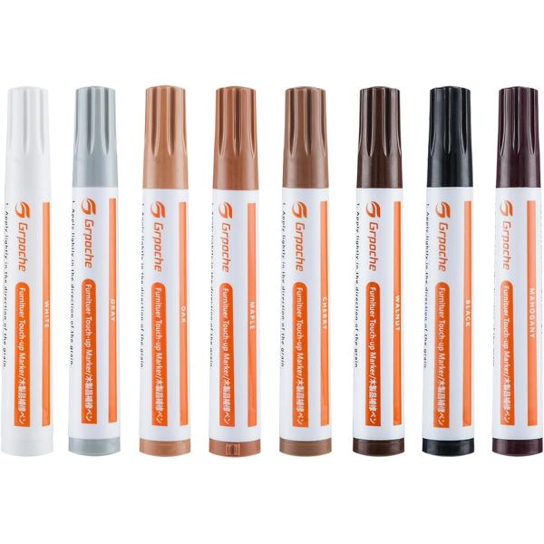 【多彩な8色で完璧な修復】本セットにはブラック、ホワイト、グレー、オーク、ウォルナット、メープル、チェリー、マホガニーの8色が揃っており、あらゆる木製家具や床にピッタリの色合いを提供します。傷や色あせを目立たなくし、家具を新品のように蘇らせ...