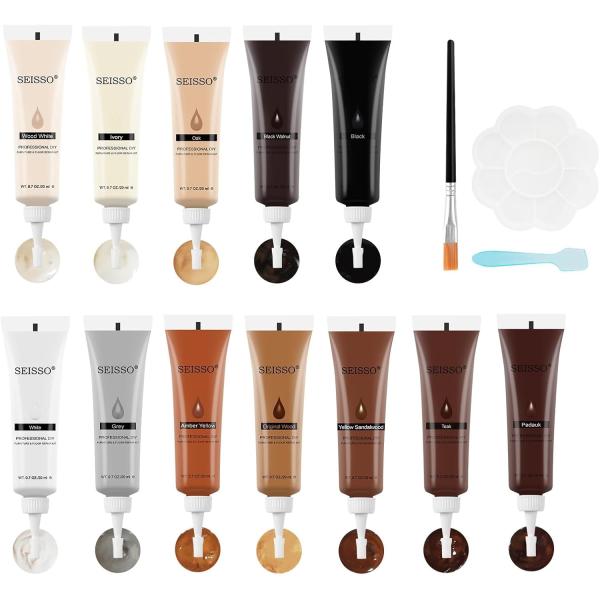 【パッケシ内容】12色木製補修クリーム、ブラシ*1、パレット*1、スクレーパー*1【使用便利】キズ所の汚れを取り除きます。合わせる色を選んで、クリームで穴を埋めてキズを補修します。余分な塗料を拭き取り、乾かす後、完成します。また、ニーズに応...