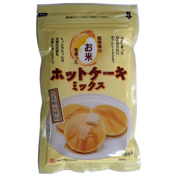 岐阜県のお米を100％使用使用したホットケーキミックス粉です。お菓子作りに適した微粉末に仕上げました。砂糖はビート糖、食塩は岩塩、膨張剤には内モンゴル産の重曹を使用しています。香料や酸化防止剤等を一切加えずに調整しています。原材料：米粉［米...
