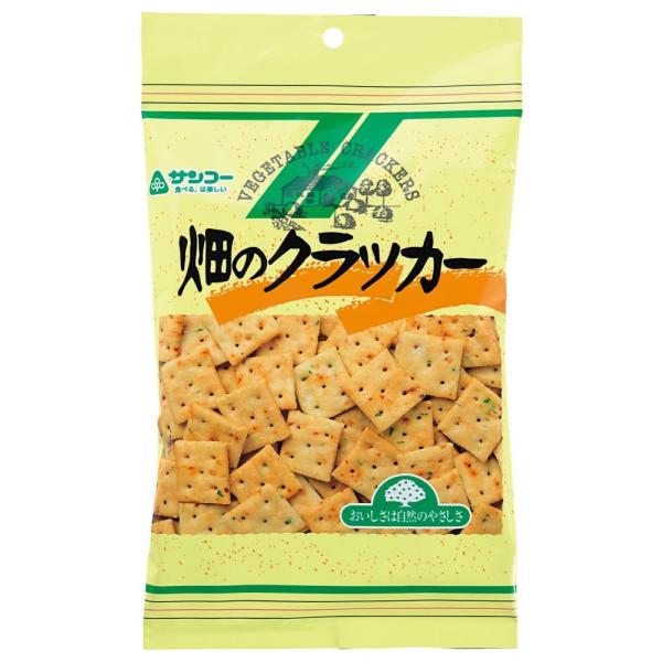 国内産小麦粉を主原料に５種類の野菜を加えたさっぱり塩味のクラッカーです。原材料：小麦粉（北海道産）、植物油脂（パーム油：マレーシア産等）、ショートニング（パーム油：マレーシア産等）、乾燥野菜（玉ネギ：アメリカ産、ネギ：中国産、赤ピーマン：チ...