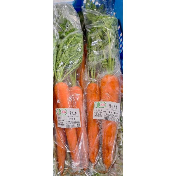 生産者：さんぶ野菜ネットワーク（千葉県山武市）有機JAS認証（許0）秋冬人参の葉は固めになりやすいですが春のものは柔らかくて美味。根の部分も早採りのため柔らか。この季節だけの人参の「葉も根もあるかき揚げ」、美味しいです！セリ科の人参、葉は同...