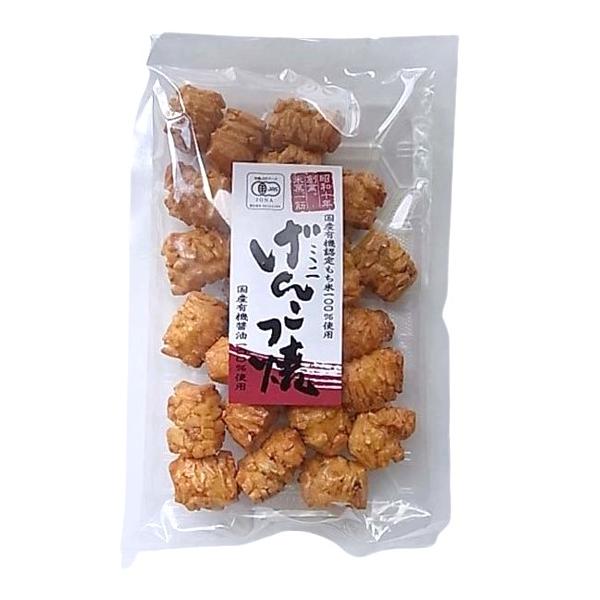見た目の通りごつくて堅い本格堅焼きあられ。職人が丹精込めて焼き上げたふぞろいな一粒一粒に国産有機醤油をベースに日高昆布と枕崎水揚げのカツオからダシを取り、コクと深みを一層増した自社特製の醤油ダレがよくしみ込んでいます。原材料：有機もち米(国...