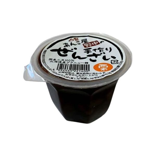 ほとんど工程を人の「手」で丁寧に作った豆ぜんざいに熊本県産の栗甘露煮を丸ごと１粒入れました。原材料：小豆（北海道産）、ビートグラニュー糖（国内製造）、栗甘露煮（栗（熊本県産）、砂糖）使い方：アイスクリームやかき氷に添えるのもおすすめです。保...