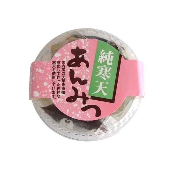 国内産の天草を直接煮出して作った純粋な寒天を使用しています。小豆は北海道産です。原材料：天草、砂糖、粗糖、小豆、水飴、醸造酢使い方：寒天の中の水を良く切り、添付の黒みつとあんを入れてお召し上がり下さい。保存方法：直射日光を避け、常温で保存し...