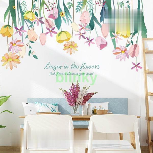 インテリア 雑貨 ウォールステッカー ルームデコ 壁紙デコ 壁紙シール 花 フラワー 大きめ ダイナミック 植物 緑 グリーン ピンク レッド オレンジハイセンス 新居 寝室 上品 おしゃれ リラックス モダン モノトーン シンプル ナチュ...
