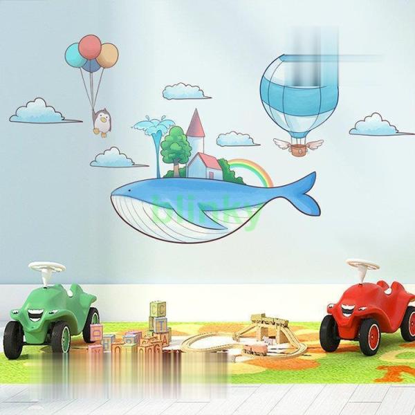 インテリア 雑貨 ウォールステッカー ルームデコ 壁紙デコ 壁紙シール クジラ ペンギン ファンタジー 空 気球 ポップ ブルー レッド イエローハイセンス 可愛い 簡単 寝室 モダン フェミニン インパクト エレガント ホテルライク 大人...