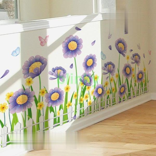 インテリア 雑貨 ウォールステッカー ルームデコ 壁紙デコ 壁紙シール 模様替え 花 ナチュラル ガーデン パープル グリーン イエローゴージャス 寝室 寝室 モダン フェミニン 温もり ラグジュアリー ナチュラルテイスト 華やか空間 シン...