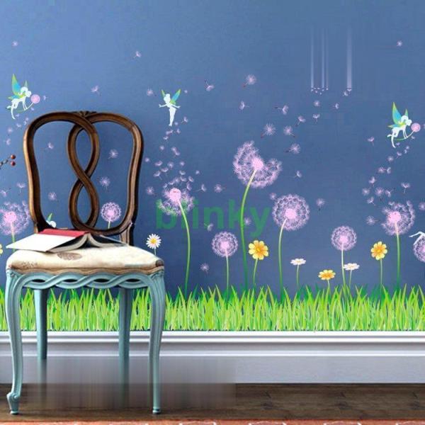 インテリア 雑貨 ウォールステッカー ルームデコ 壁紙デコ 花 優しい かわいい たんぽぽ 草原 ピンク グリーン 寝室 カラーコーディネート モダン ゴージャス 新居 華やか空間 くつろぎ空間 ダイニング スタイリッシュ リビング 簡単 ...