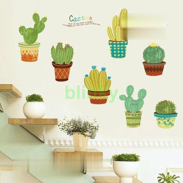 インテリア 雑貨 ウォールステッカー ルームデコ 壁紙デコ 壁紙シール サボテン 植物 緑 ナチュラル グリーン ブラウン ブルーリビング 高級感 モノトーン ゴージャス 寝室 上品 くつろぎ空間 リラックス 温もり スタイリッシュ フェミ...