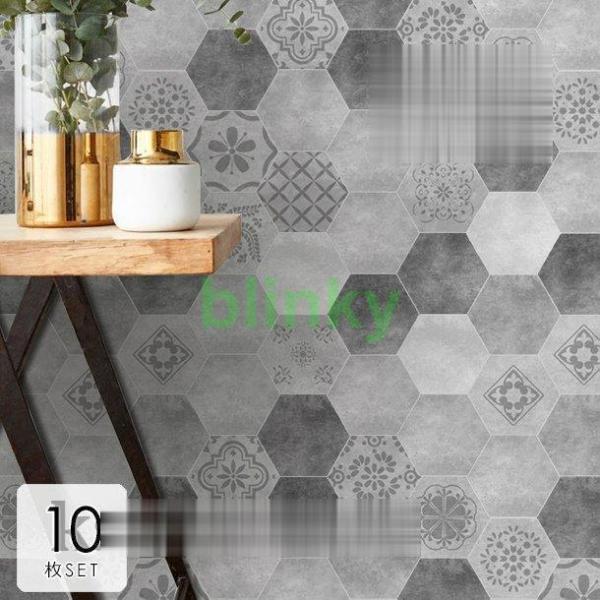 インテリア ルームデコ フロアシート 床デコ 床シート 壁紙 壁紙シール 六角形 シック 花柄 モノトーン 簡単 お手軽 グレー模様替え カラーコーディネート ゴージャス リラックス 簡単 おしゃれ 温もり 可愛い ハイセンス モノトーン ...