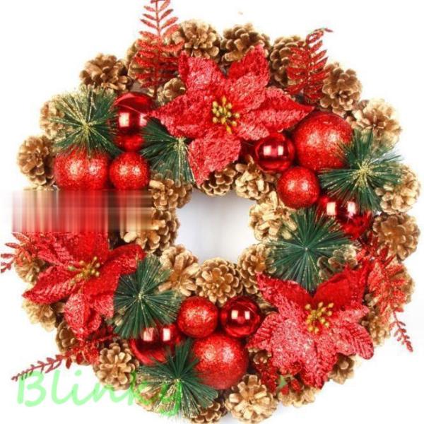 サイズ：総花輪直径は約40cm鮮やかな赤い実や松かさの飾りを多く用い、ぱっと目を引く大人かわいいクリスマスリースに仕上がりました。壁に、棚に、扉に。 飾っておくだけで、お部屋の中がクリスマスムードに変わります。ご注意：※天然素材を使用してお...