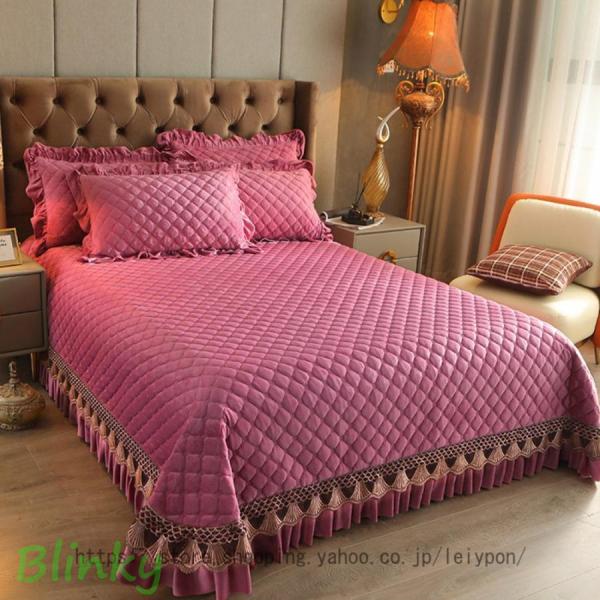 ＜商品情報＞【素材】マイクロファイバー【サイズ】◆ベッドカバー単品：250x250cm*1、250x270cm*1◆ベッドカバー3点セット：250x250cmSet、250x270cmSet（ベッドカバー+枕カバー）■フリルの美しさに、この...
