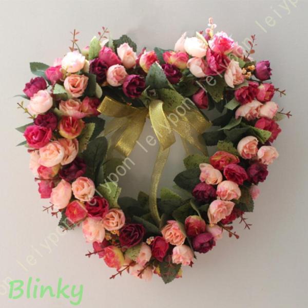 直径（外径）：約35cm/40cm/50cm/60cm  クリスマスリース本体*1 大切な人と共にクリスマスをお楽しみください。◎【リアルに見える】春の花の花輪は、人工の牡丹、バラ、牡丹の葉、そして表と裏の両方を覆うアジサイの花から作られ、...