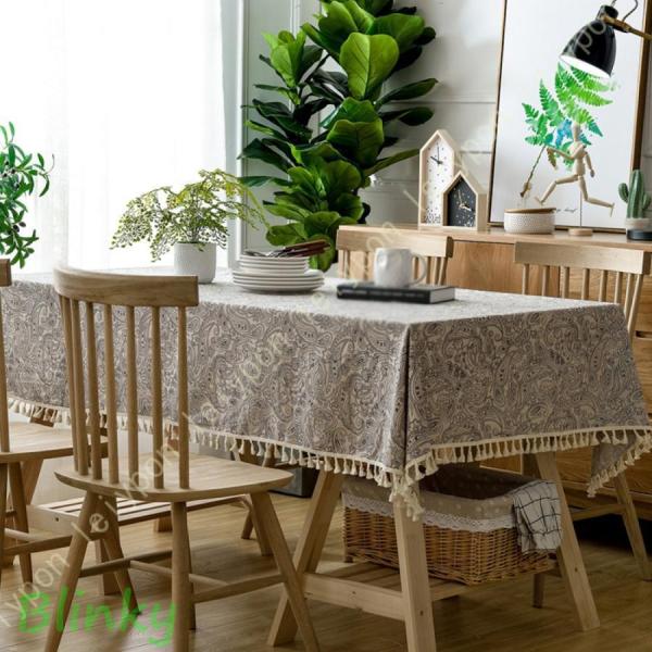 ◎仕様：素材：綿麻長方形テーブルに適したサイズ:140*140cm 140*180cm 140*220cm ◎垂れるサイズのお勧め：食卓：四辺の縁は25-30cm垂れ下がっている。文卓：四辺の縁は15-25cm垂れ下がっている。茶卓：四辺の...