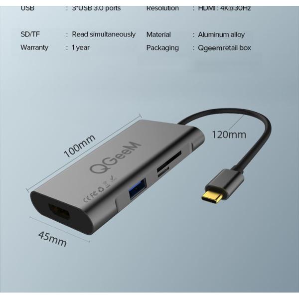 5 GbpsのUSB C ハブ：最大UHS-I 95MB / s までデータ転送速度のSD / TFカードリーダー、USB 3.0ポート3、ＰＤポート1、最大速度5 Gbpsの4K @ 30Hz HDMIを備えています。ビデオおよびオーディ...