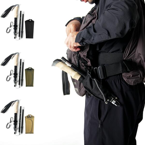 ウェーディングスタッフ ロンググリップ ホルスターセット 110-130cm 折りたたみ式 タングステン 石突き ウェーディングポール シーバス 渓流 フライ KAN002352源流から河口まで 釣り具