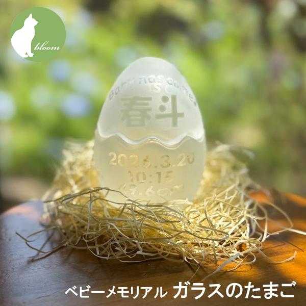 サイズ：高さ9ｃｍ　　　　　幅6.5ｃｍ素材：ガラスガラス製のたまご型ケースに赤ちゃんのお名前・出生データを彫刻！出産祝いや出産内祝いに最適です出産祝い 出産内祝い ベビーリングケース へその緒ケース 小物入れ 名入れ  ニューボーン 名前...