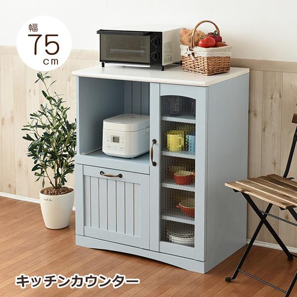 ■商品説明 バイカラーで魅せるフレンチカントリースタイルのキッチンカウンター。スライド棚のついたスペースは2口コンセント付で、炊飯器やポットなど調理家電の収納に最適。深めの引出はペットボトルの収納も可能です。ガラス扉収納の中は、可動棚で収納...