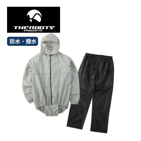 THE ROOTSのリュックインレインスーツDXです。ジャケット 表生地:ポリエステル 100%(裏:ポリウレタンコーティング)裏生地:ポリエステル 100%パンツ 表生地:ポリエステル 100%(裏:塩化ビニルラミネート)トップスサイズ　...