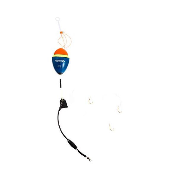 【商品概要】形態：仕掛号数：5号ハリス号数：4号オモリ：4号セット内容：ウキ止め糸/シモリ玉/中通しウキ/カラマンピン/ウキゴム/クッション付オモリ/鈎(1.3mハリス付)3本。魚種：メバル カサゴ ソイ セイゴ スズキ(シーバス)/ヒラメ...