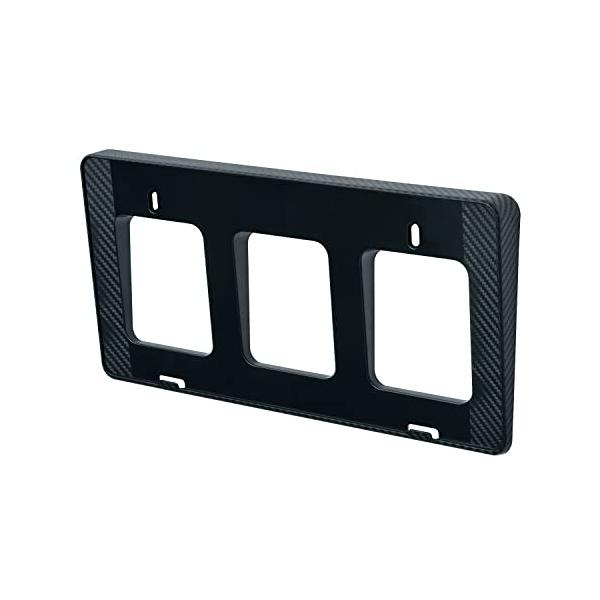 【商品概要】角度付きのナンバープレートベース(土台) 1枚入り超軽量でリアルなカーボン柄がスポーティで上質な雰囲気を演出素材: 本体/ABS樹脂 ボルト&amp;ワッシャー/ステンレス軽量かつお車に取り付けやすいABS樹脂素材を使用車の接触...