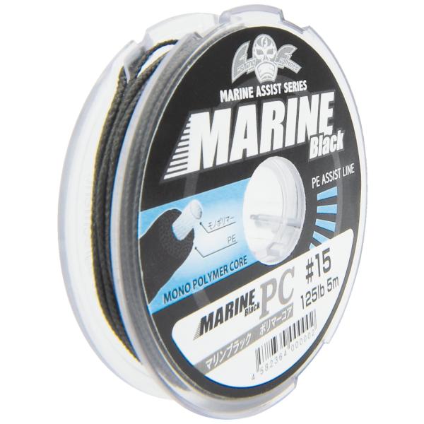 【商品概要】Marine Black PC （マリンブラック　ポリマーコア）: フロロカーボンとポリエステルの中間の比重の特殊モノポリマー素材をコアに内蔵し、最適なハリを実現しました。強い張りを持たせているので、ジグへの抱き付きを防止します...