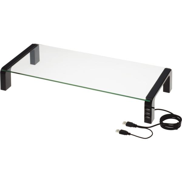 【商品概要】耐久性の高い強化ガラス製の天板を採用した、スタイリッシュなデスクボード。前面にUSB2.0ポートを3口備えたハブ機能つき。机の上のケーブル類もスッキリ整理できます。【サイズ】W550xD236xH80mm 【重量】2kg【カラー...