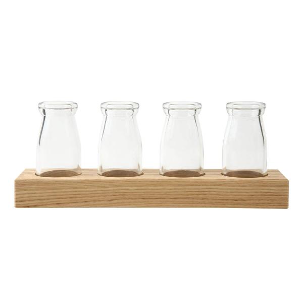 【商品概要】サイズ：290×70×115mm 重量：約1000g タイプ：瓶4本置き 素材：ホワイトアッシュ、ガラス カラー：ナチュラル【商品説明】仕事に出て働く女性、主婦として働く女性、子育てをして働く女性、そんな忙しい女性に、「安らぐひ...