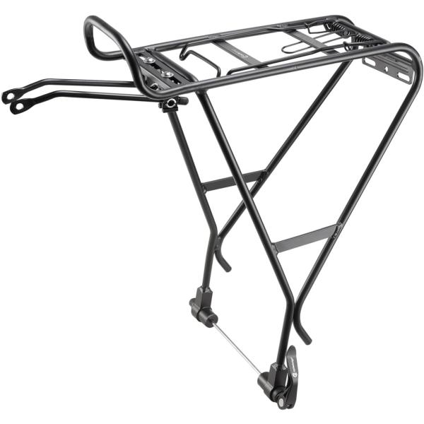 【商品概要】対応OLD：130/135mm 推奨26インチ〜700Cキャリアダボの無いロードバイクやMTBに取り付け可能なクイックリリースキャリア専用の9mmクイックリリースを使用してフレームにキャリアを固定ディスクブレーキキャリパーがあっ...