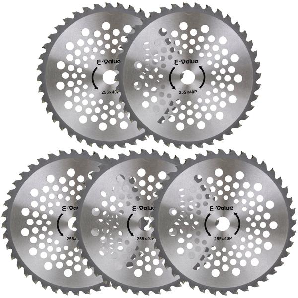 【商品概要】外径:255mm、刃数:40P刃厚:2.0mm穴径:25.4mm刈払機推奨排気量:25cc以上入数:5枚組【商品説明】【商品詳細】ブランド：イーバリュー(E-Value)商品種別：DIY・工具・ガーデン商品名：イーバリュー(E-...