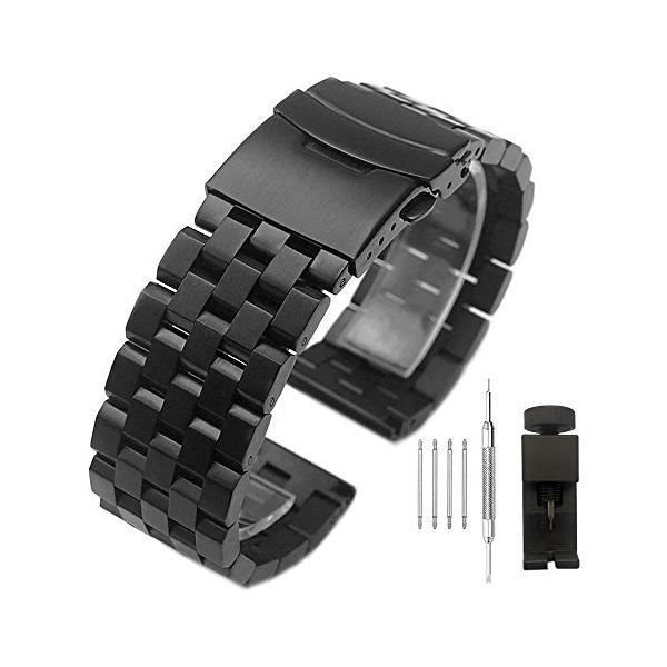 【商品概要】高品質のソリッド316Lステンレススチール製。 幅：18mm / 20mm / 22mm / 24mm; 長さ：195mm; 厚さ：3.8mm; 正味重量：80-110グラム調整可能なストラップの長さ：時計バンドのサイズを簡単に...