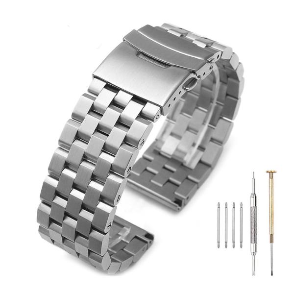【商品概要】高品質の316Lステンレス鋼製。 幅：20mm / 22mm / 24mm; 長さ：7.68in/ 19.5cm; 厚さ：4mm; 重量：3-4oz.av（95-120g）調節可能な ストラップ長さ： 時計バンドのサイズを簡単に...