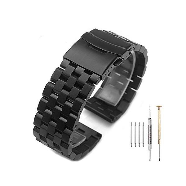 【商品概要】高品質の316Lステンレス鋼製。 幅：20mm / 22mm / 24mm; 長さ：7.68in/ 19.5cm; 厚さ：4mm; 重量：3-4oz.av（95-120g）調節可能な ストラップ長さ： 時計バンドのサイズを簡単に...
