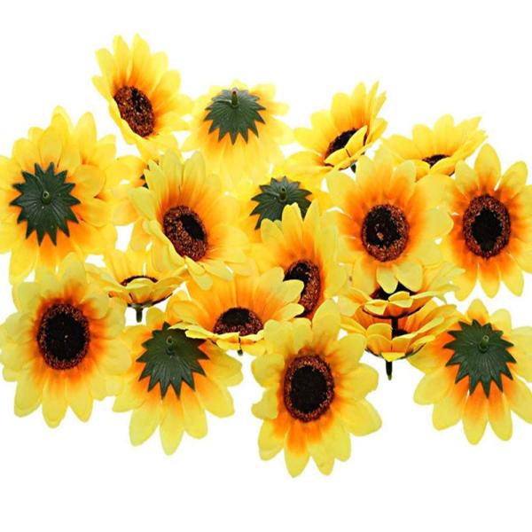 【商品概要】【セット内容】：ひまわり造花 60個入り。サイズ：直径約7cm。【素材】ラシルク、プラスチック。【造花 】花びらの完全な、自然な色を忠実に再現します。枯れる心配もなくずっと飾っておけます。結婚式やイベントなどの写真撮影で誰も自然...